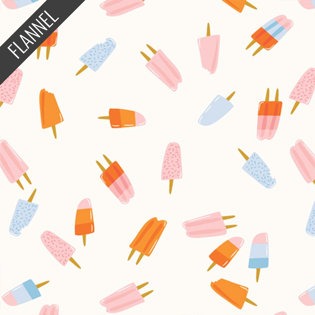 Popsicle Fun Snug Flannel in White Linen (f11805) | Snuggles Capsule ...