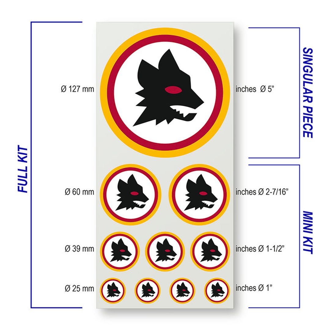 A.S. Roma (lupi) Soccer Decal Sticker Set - Etsy