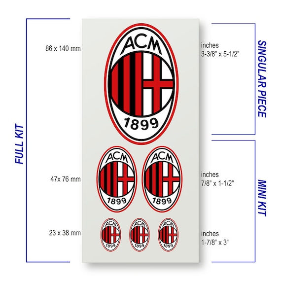 A.C. Milan Soccer Decal Sticker Set | Etsy