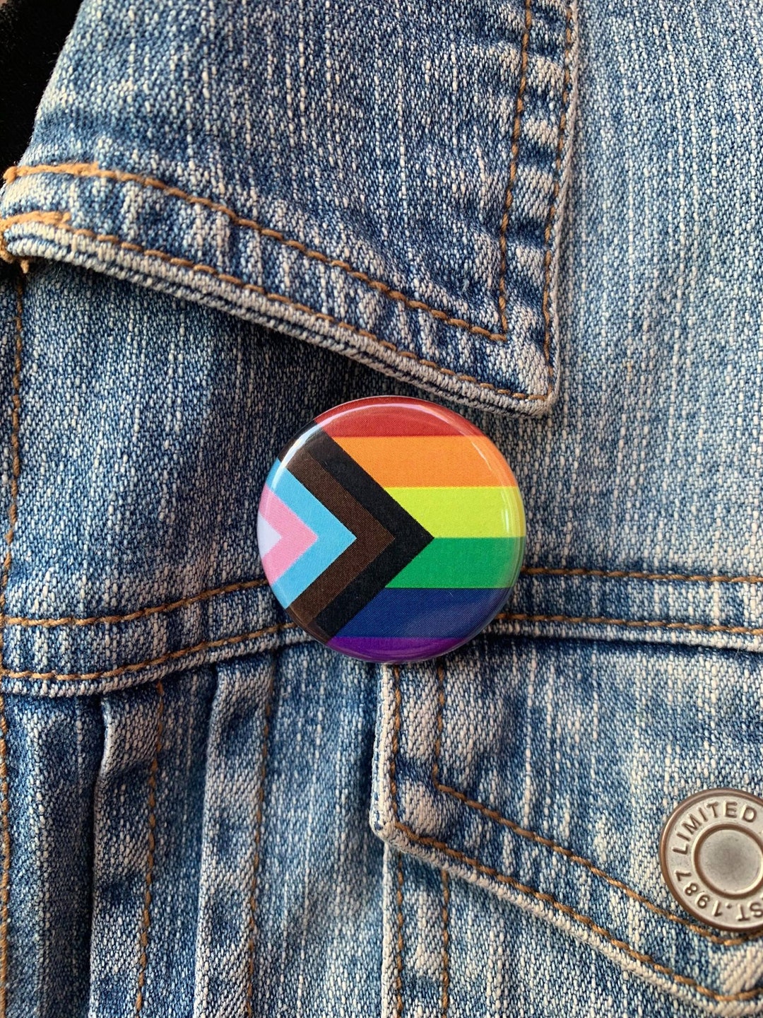 All Inclusive Rainbow Trans POC Flag Button, LGBTQ+ Pride 1.25 in and 2 ...