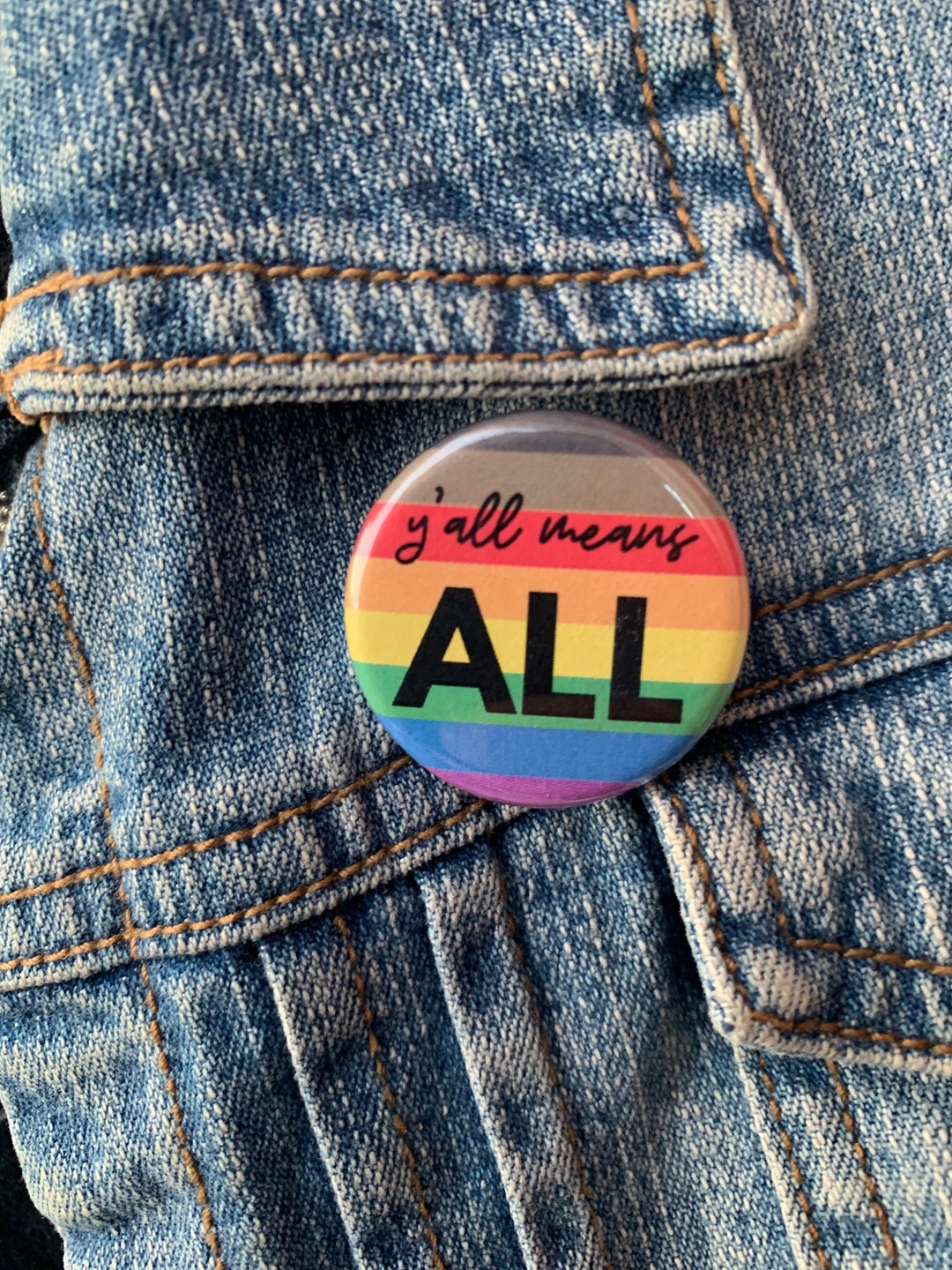Y'all Means All Pride Flag LGBTQ+ 1.25 in and 2.25 Buttons - Etsy