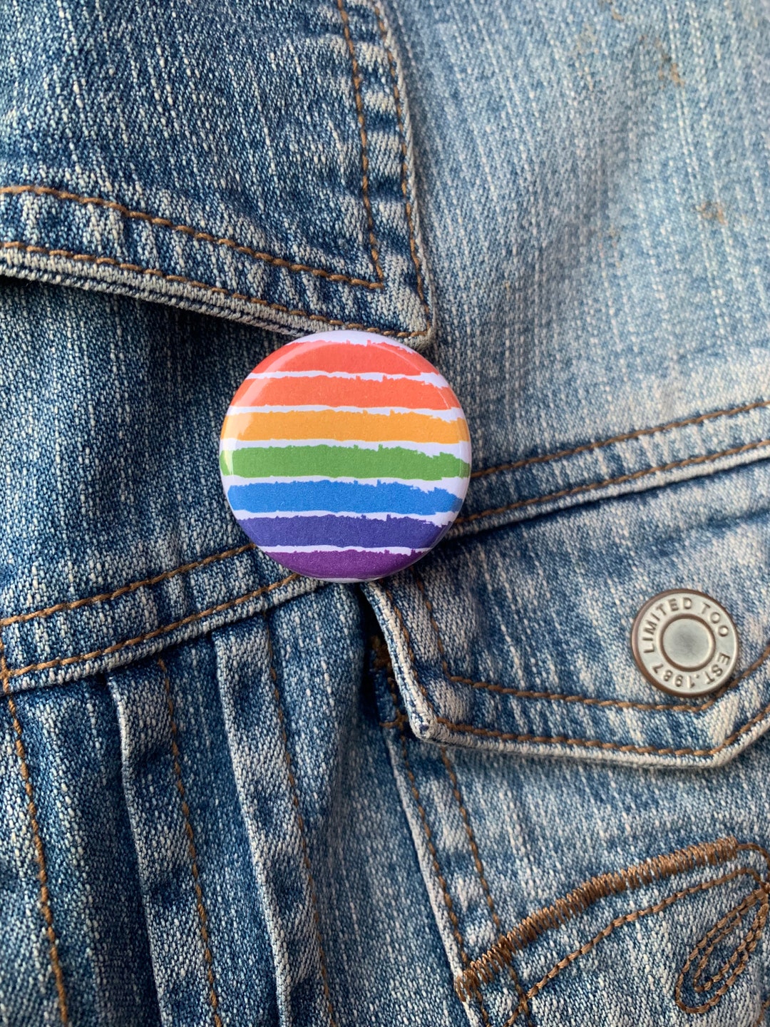 Unique Rainbow Stripe Pride Flag Button, LGBTQ Pride 1.25 in and 2.25 ...