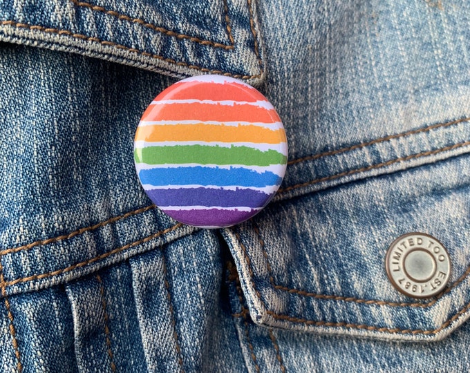 Unique Rainbow Stripe Pride Flag Button, LGBTQ Pride 1.25 in and 2.25 ...