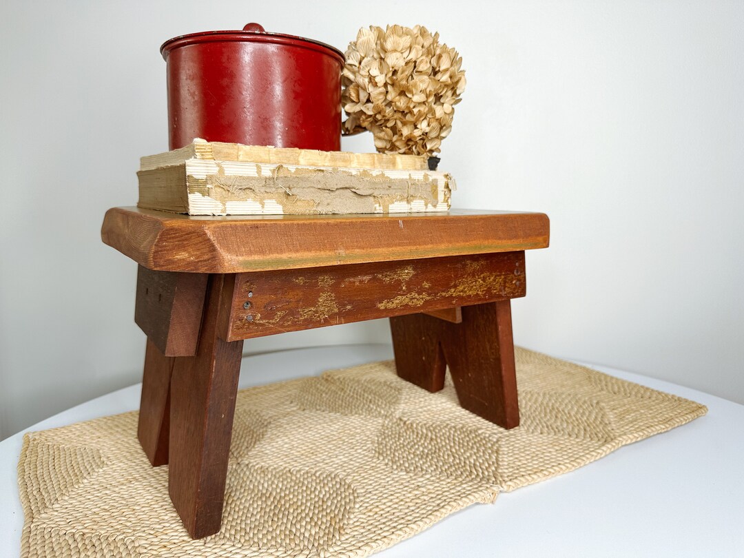 Vintage Handmade Primitive Wood Stool/foot Stool/wooden Plant Stand ...