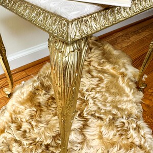 Vintage Italian Brass Vanity Stool/brass Upholstered Stool/vintage ...