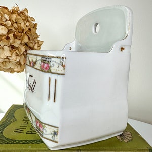Vintage Porcelain Salt Box/wall Hanging Salt Box/vintage Kitchen Crock ...