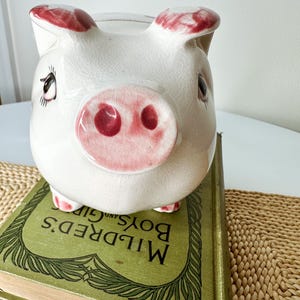 Vintage Ceramic Pink Floral Piggy Bank/vintage Childrens Bank/pink Pig ...