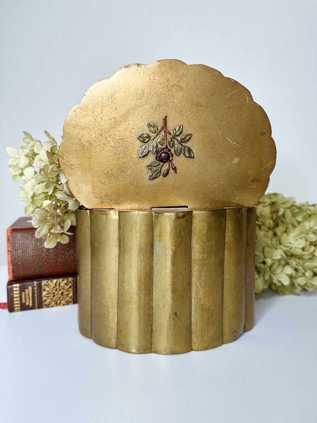 Vintage Brass Tea Caddy/biscuit Tin/vintage Lidded Brass Box - Etsy