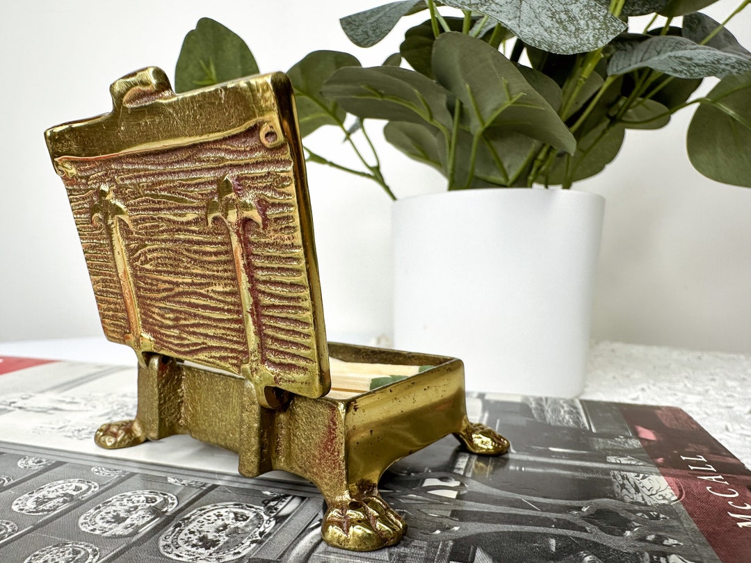 Vintage Brass Matchstick Box/footed Brass Ring Box/hair Pin Holder - Etsy