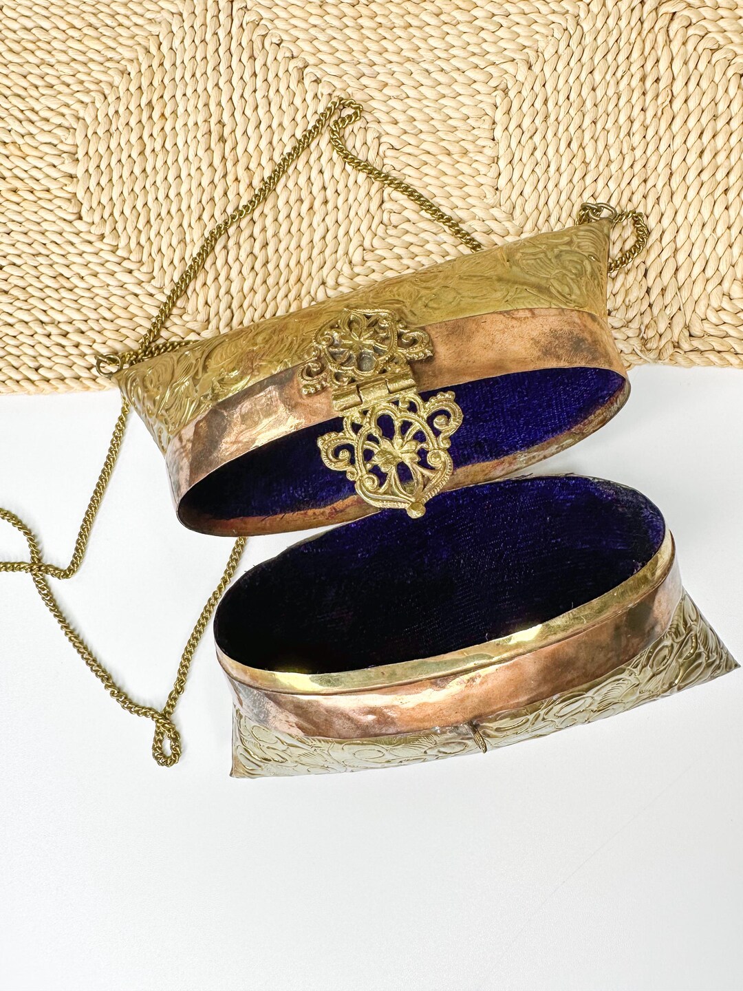 Vintage Brass and Copper Pillow Purse/vintage Brass Bag/art Deco ...