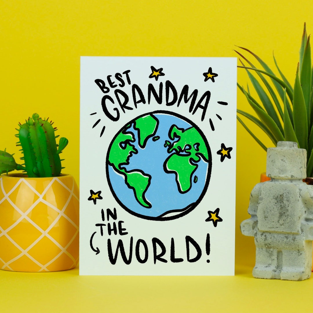 Best Grandma in the World Birthday Card / Happy Birthday / Birthday ...