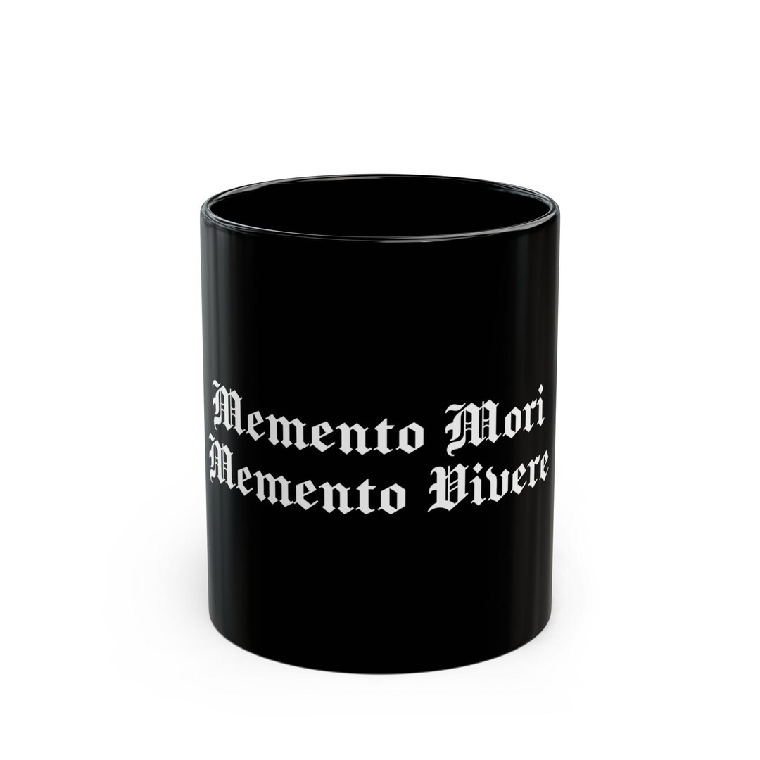 Memento Mori Black Coffee Mug, Gothic Medieval Script - Etsy