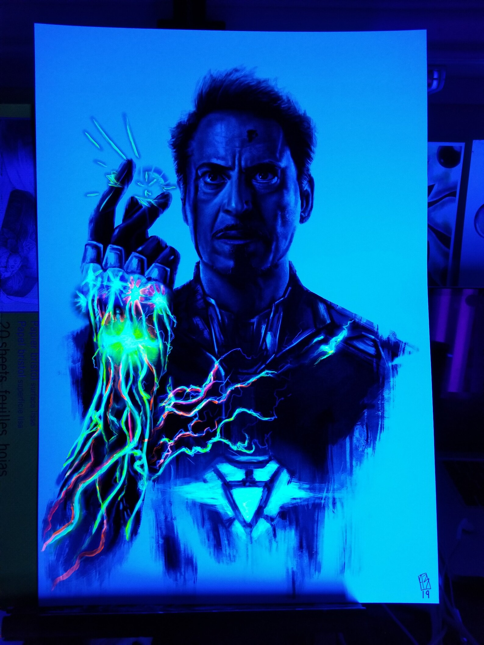 Iron Man Snapping Black Light Painting - Etsy
