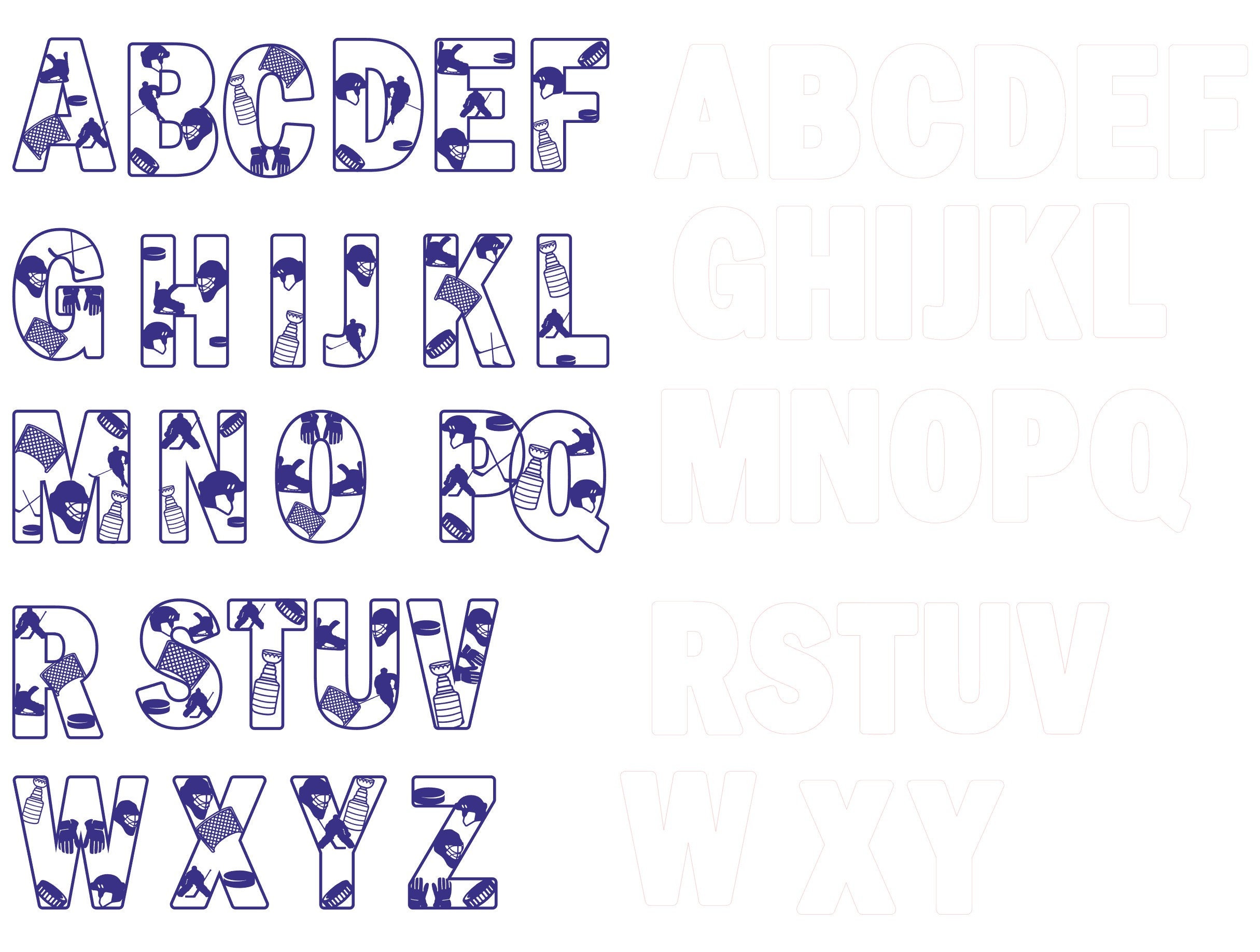Alphabet NHL A-Z Font Hockey Art Svg Glowforge Laser Digital - Etsy Canada