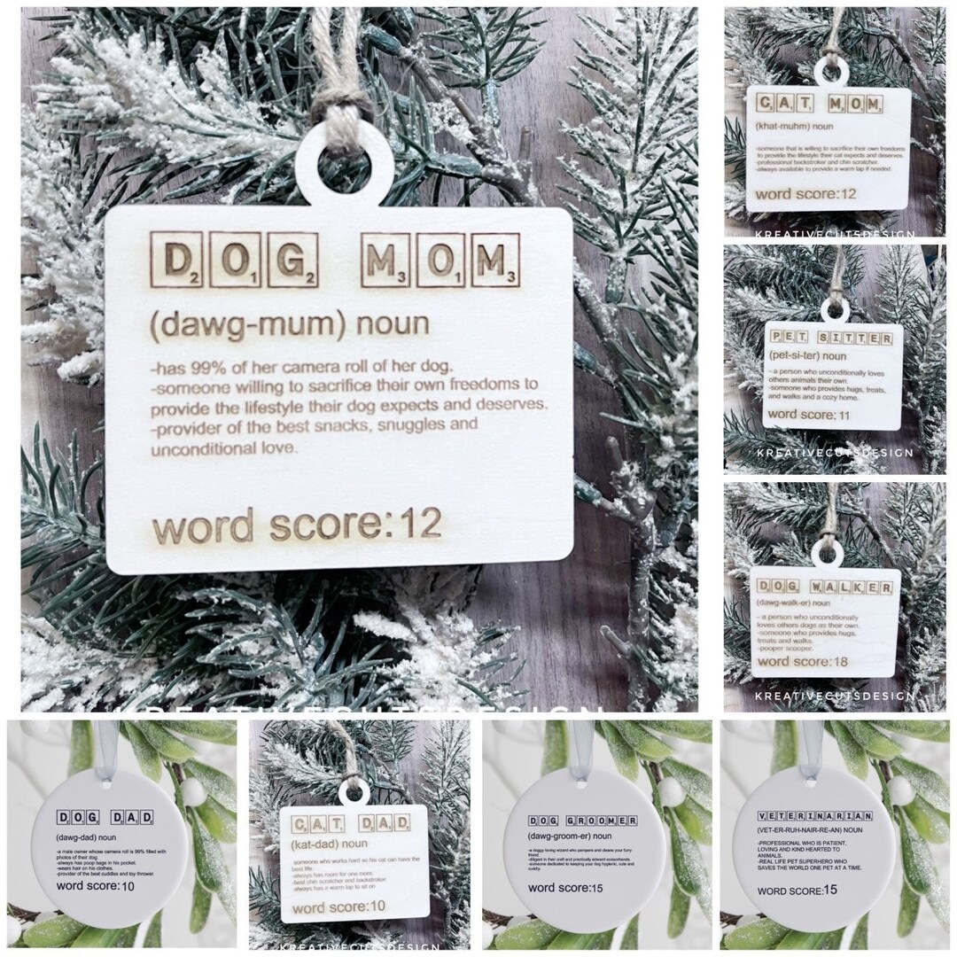 Scrabble Pet Series Definitions, Dog Groomer, Petsitter, Dog Mom, Laser ...