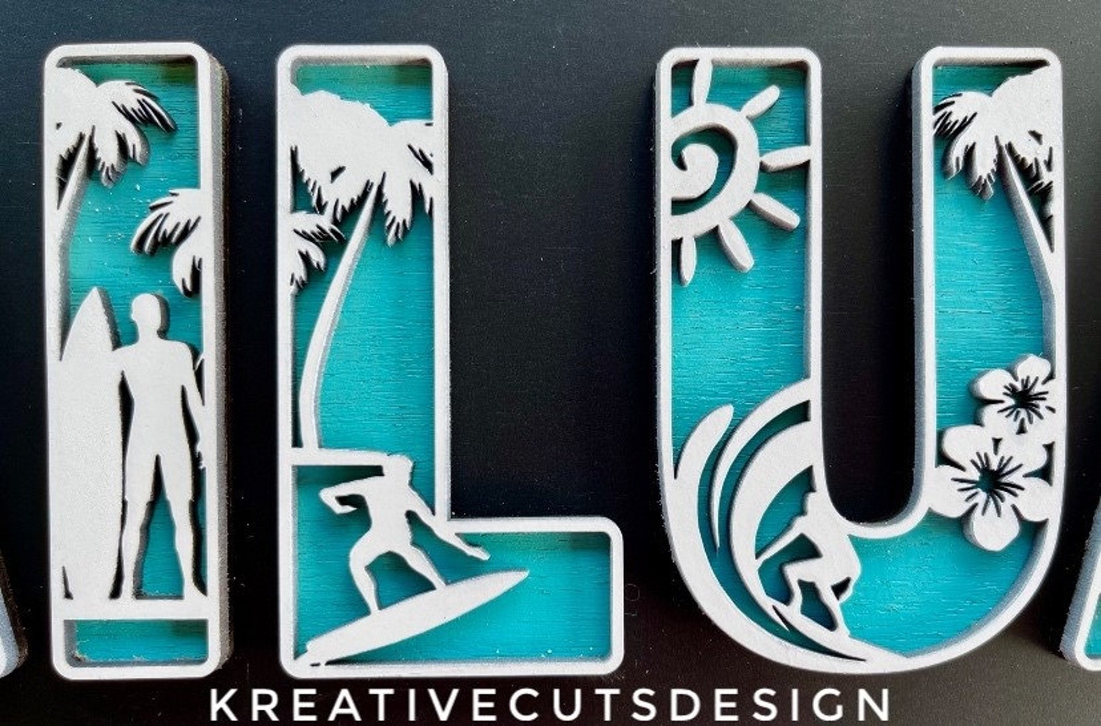 Alphabet Surf A-Z Font Digital Art Svg Glowforge Laser File 0-9 Bundle ...