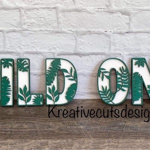 Alphabet Tropical Leaves A-Z Font Digital Art Svg Glowforge Laser File ...