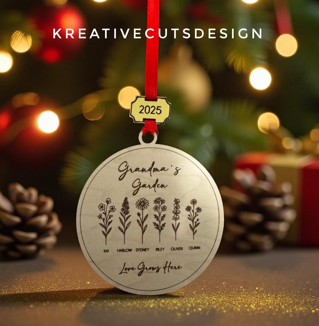 Wildflower Christmas Family Tree Ornament Digital SVG , Grandmas Garden ...