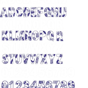 Alphabet Tropical Leaves A-Z Font Digital Art Svg Glowforge Laser File ...