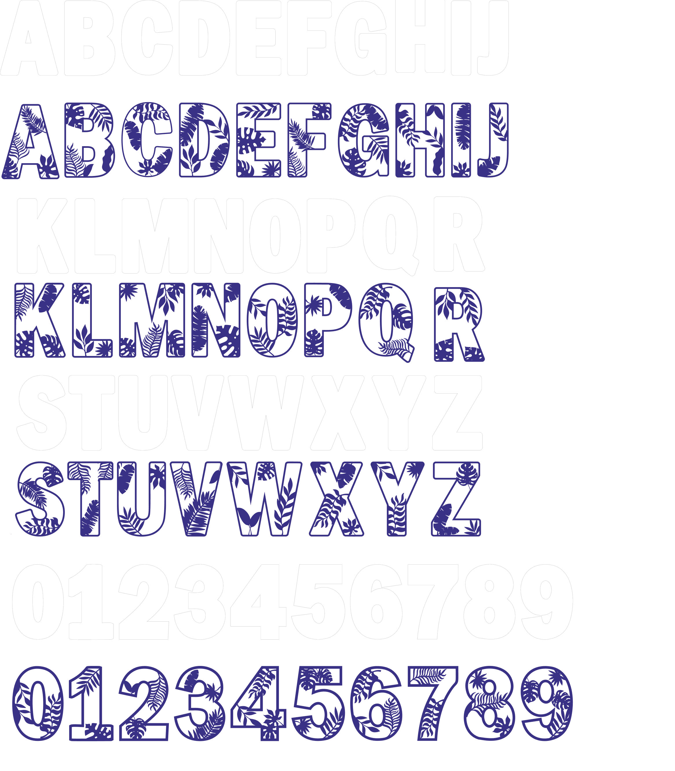 Alphabet Tropical Leaves A-Z Font Digital Art Svg Glowforge | Etsy