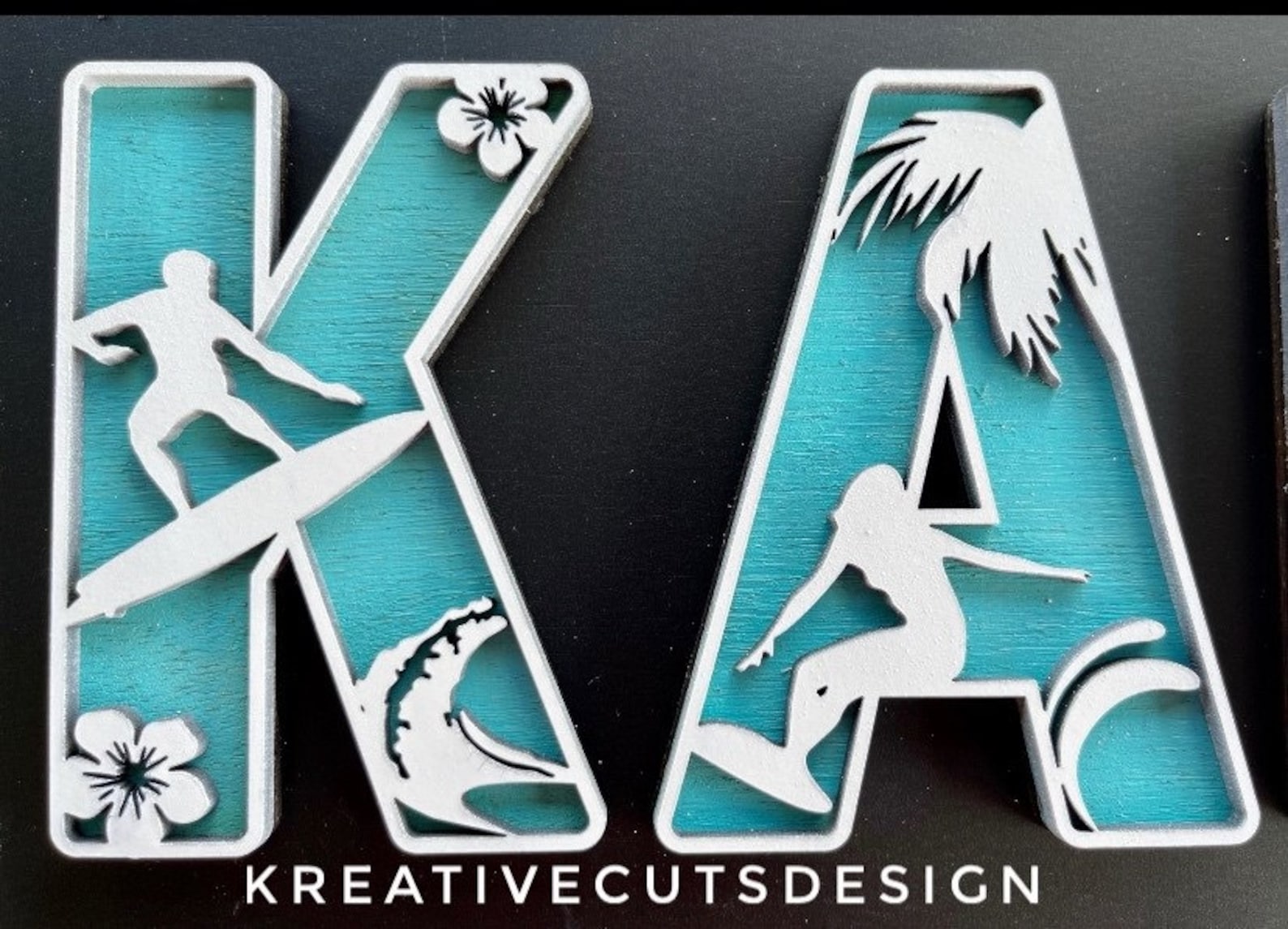 Alphabet Surf A-Z Font Digital Art Svg Glowforge Laser File 0-9 Bundle ...