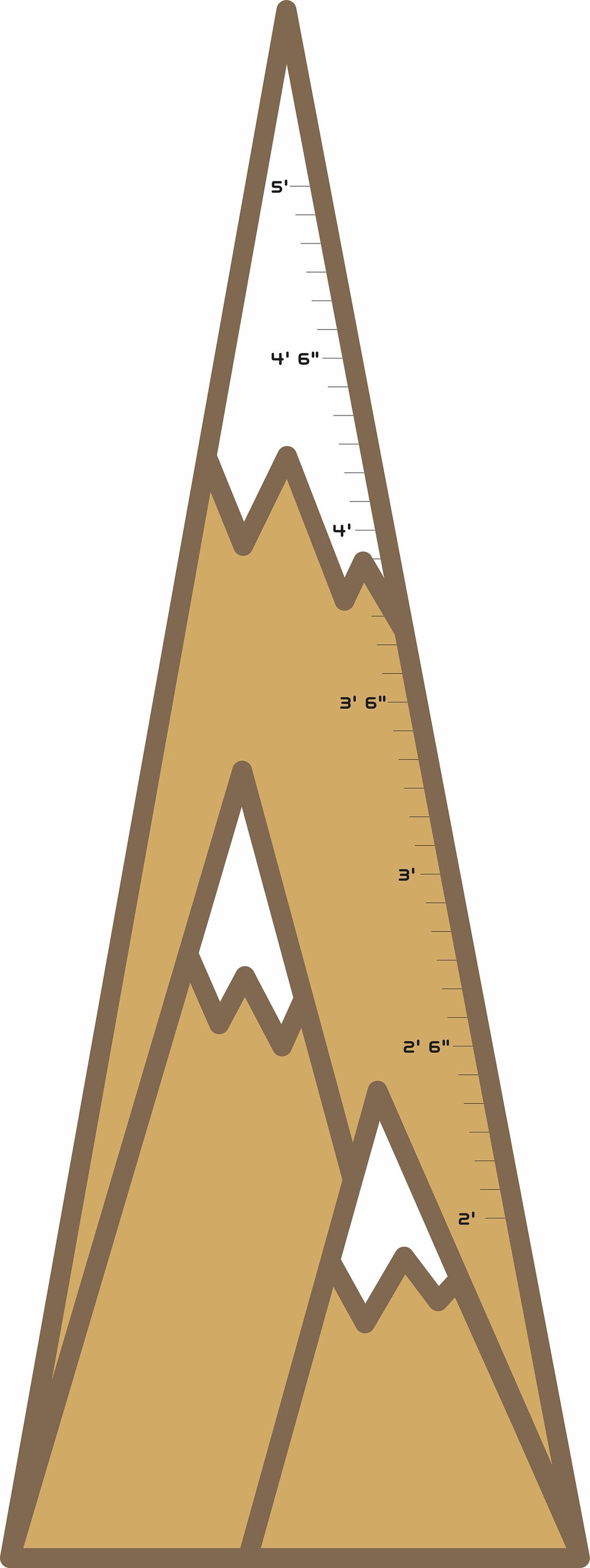 Mountain Growth Ruler Glowforge Ready Digital Files Mountain Measuring ...