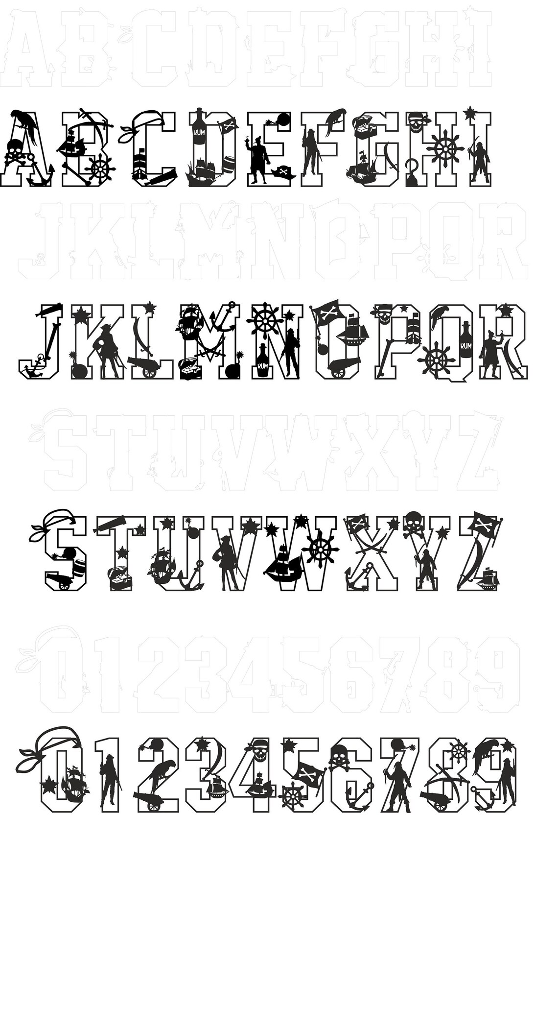 Pirate Alphabet Skulls alphabet Font A-Z 0-9 Svg Digital - Etsy Canada