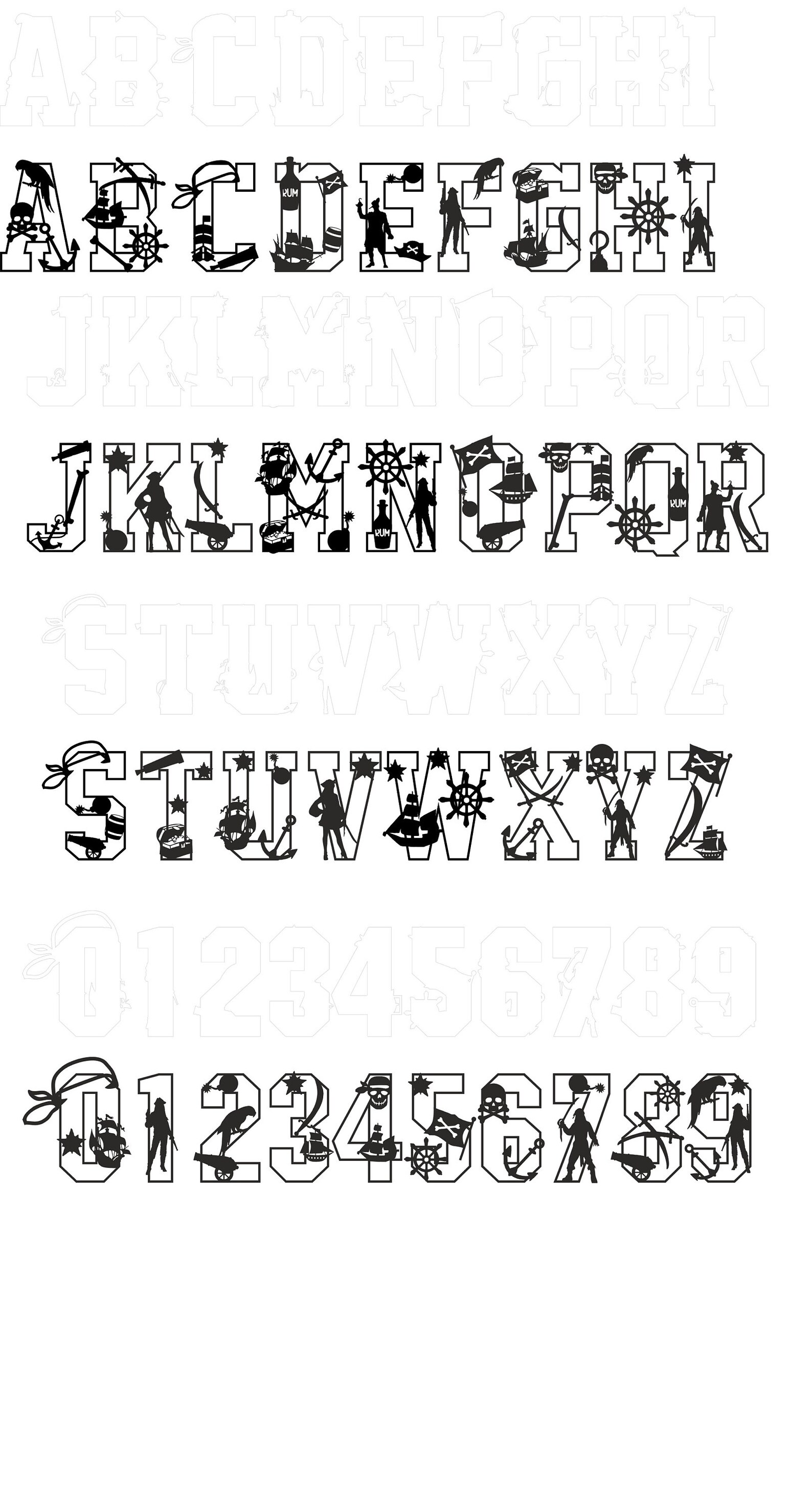 Pirate Alphabet Skulls alphabet Font A-Z 0-9 Svg Digital - Etsy Canada