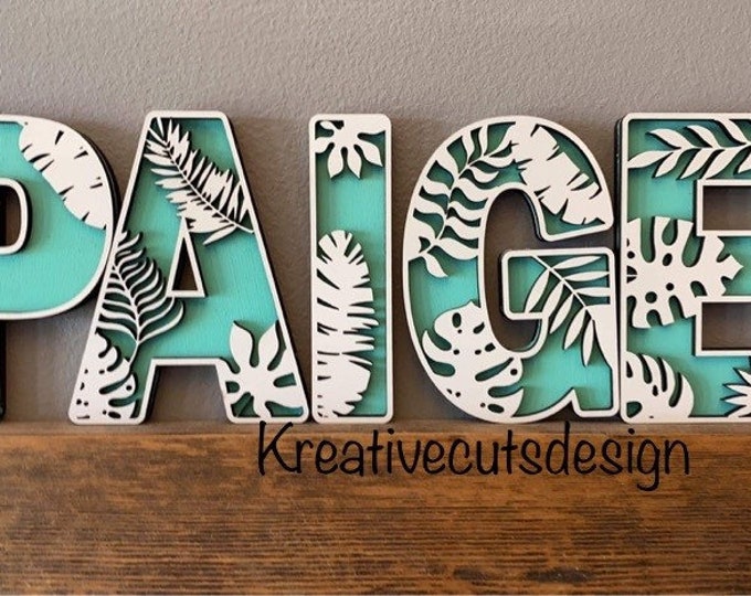 Alphabet Tropical Leaves A-Z Font Digital Art Svg Glowforge Laser File ...