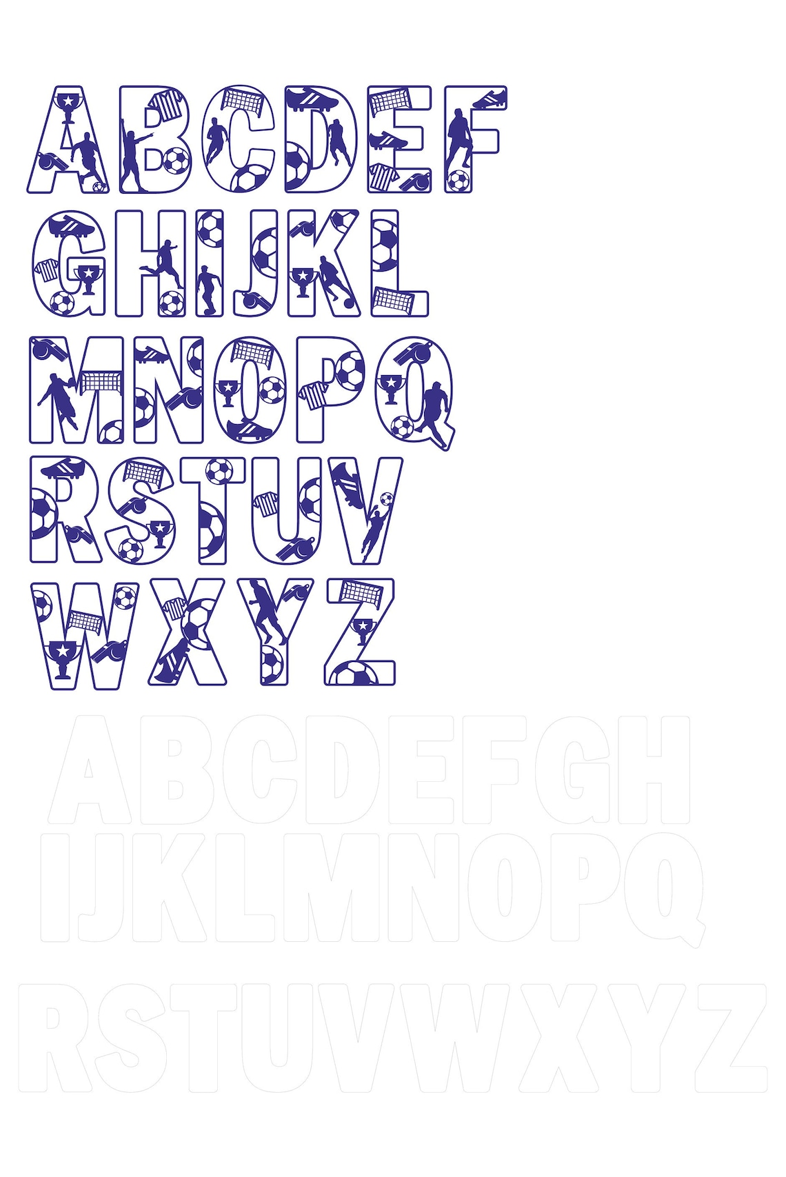 Alphabet Soccer Football A-Z Font Digital Art Svg Glowforge | Etsy