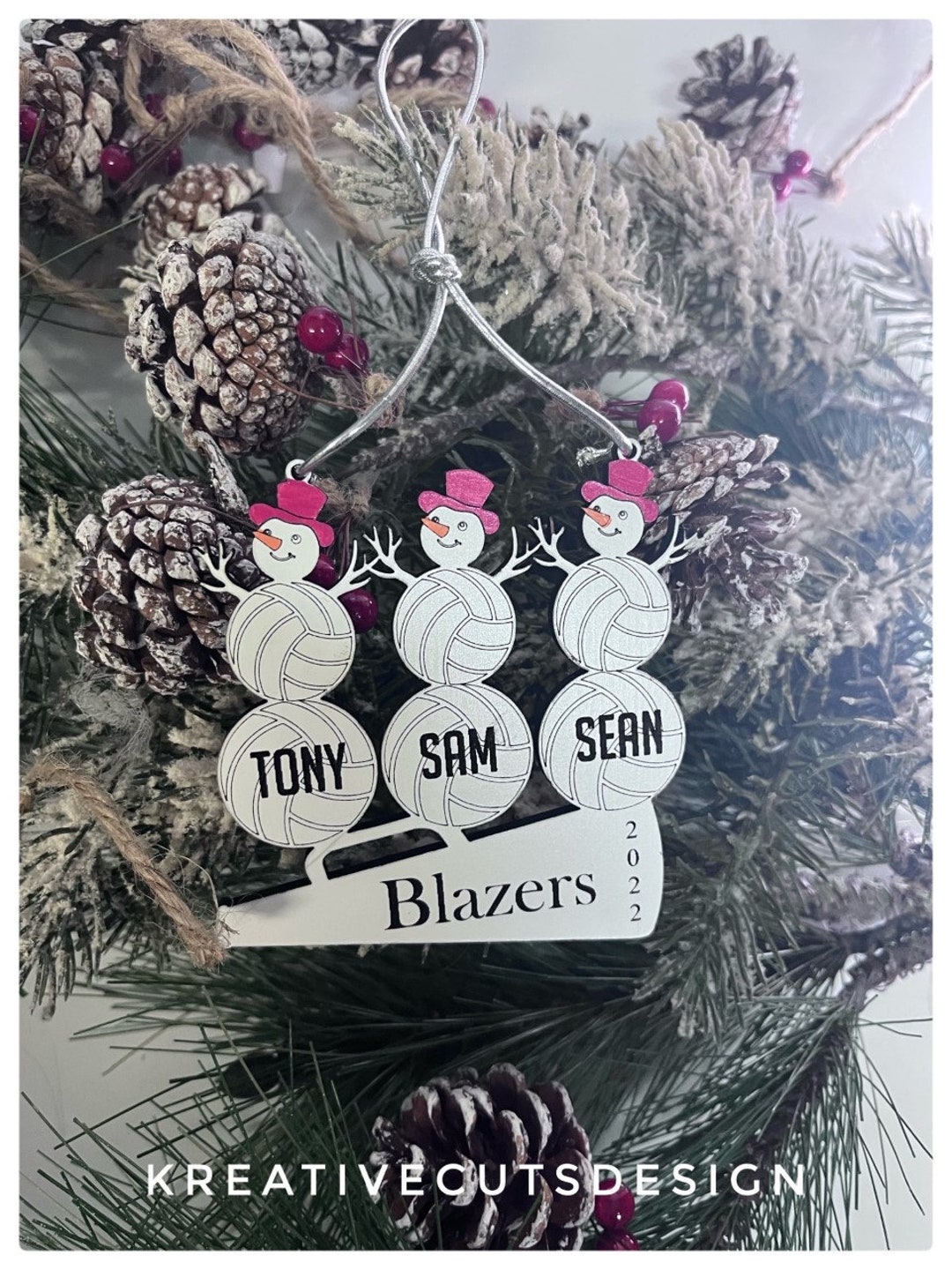 Snowman Volleyball 1-8 Single or Family or Team Ornament. Glowforge ...
