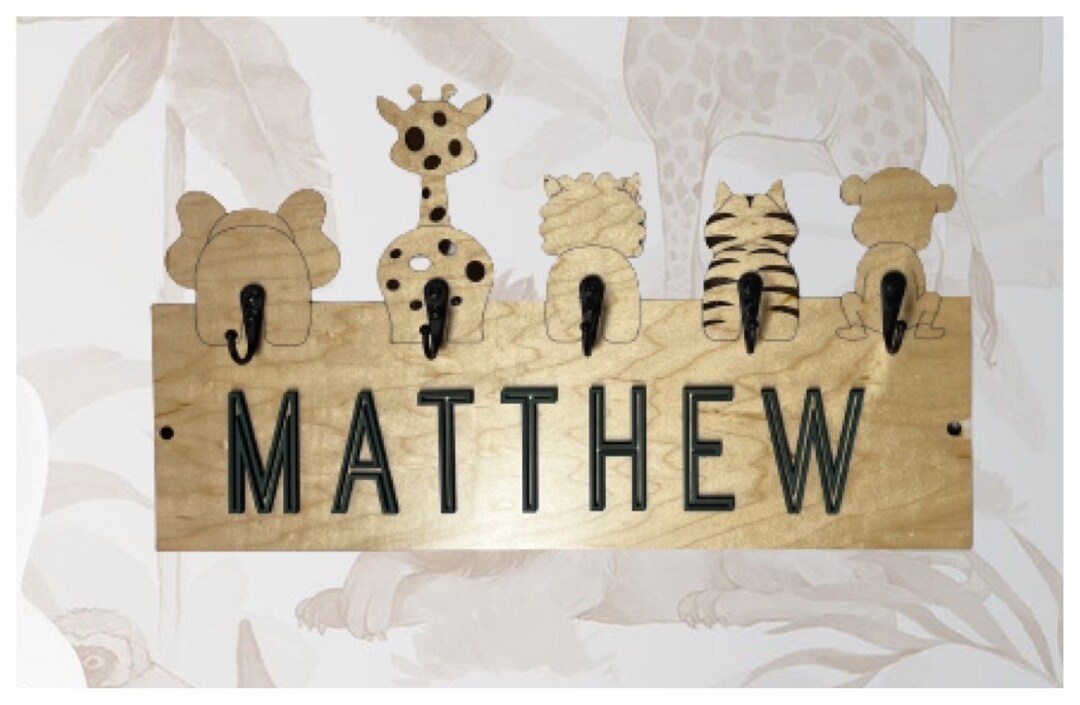Safari Animal Coat Rack SVG File: Jungle Nursery Decor (digital ...