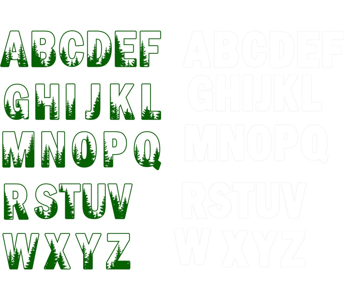 Tree Forest Alphabet A-Z Glowforge Laser Cut File Svg Download - Etsy ...