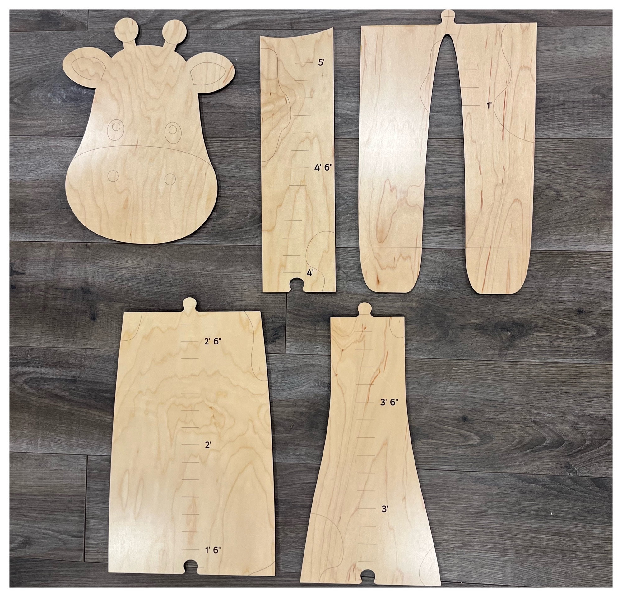 Giraffe Growth Chart Ruler. Kids Nursery Height Measurement. Glowforge ...