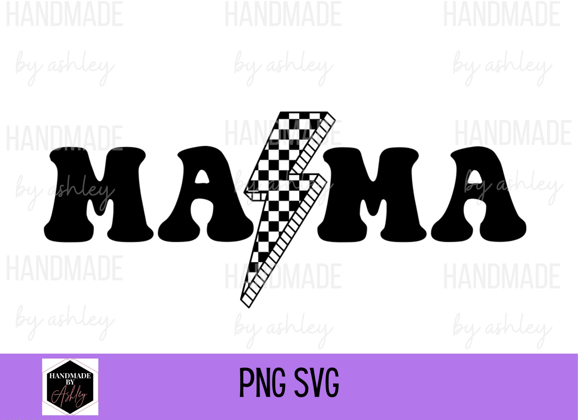 MAMA Checkered Bolt SVG PNG - Etsy