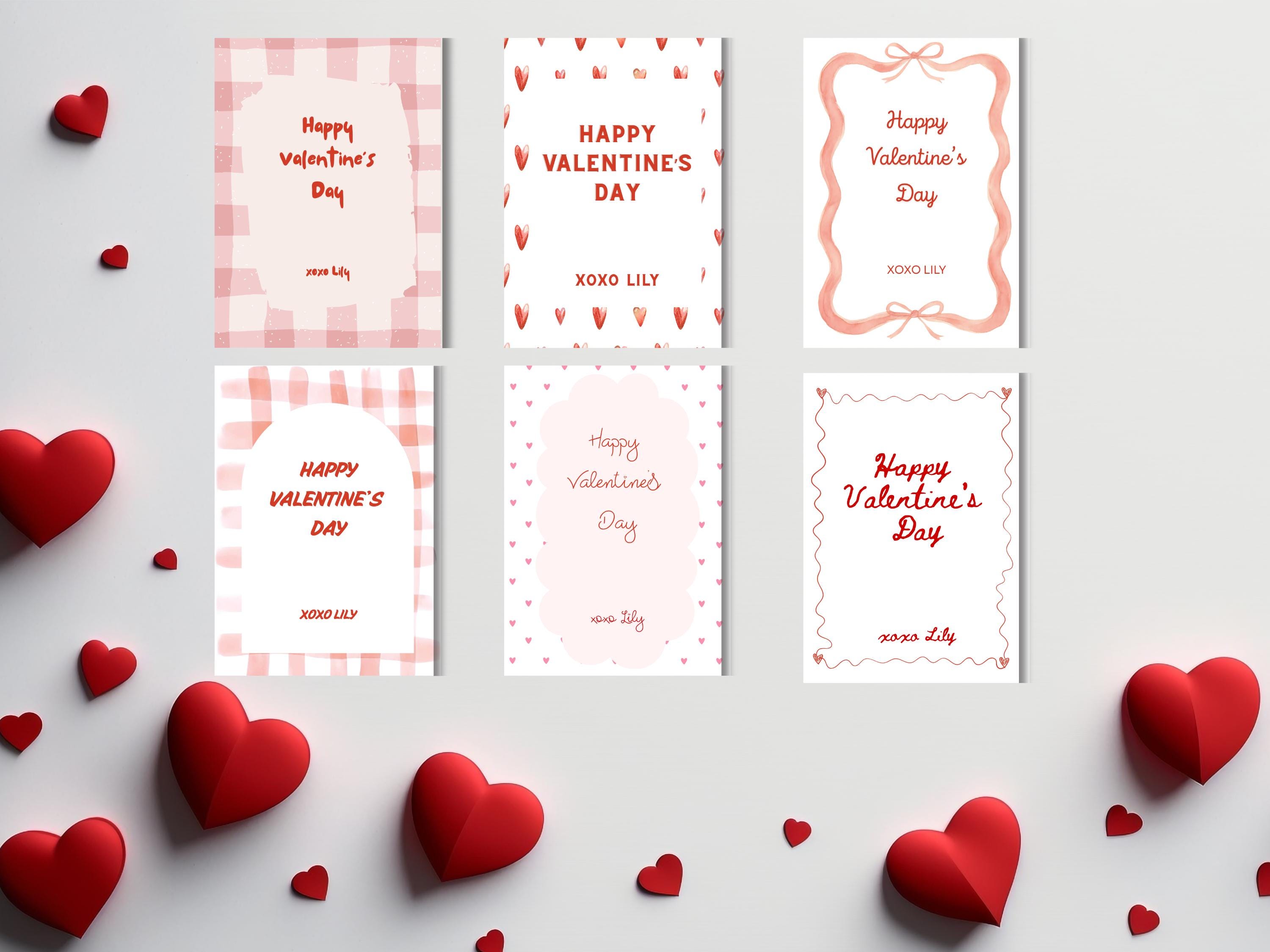 Printable Valentine's Day Cards, Editable Template (digital Download ...