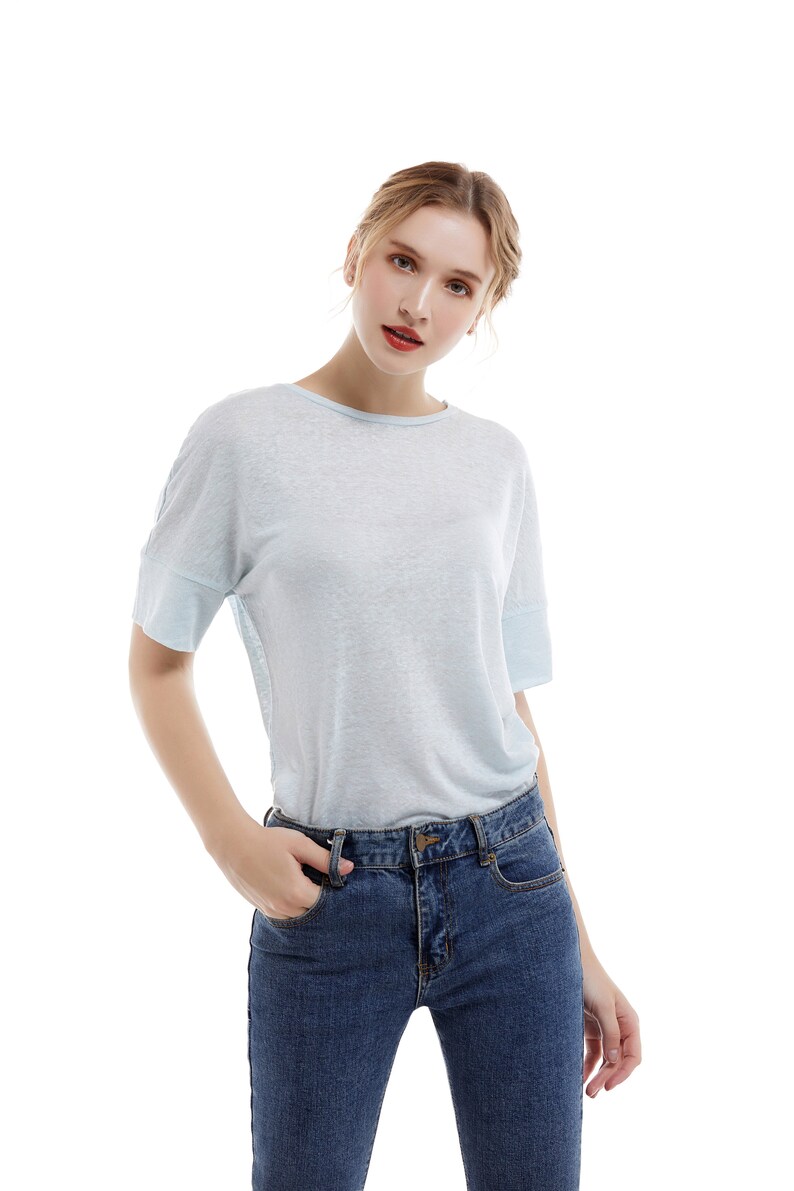 Linen Shirt, Light Blue or Dark Gray, Summer Top. Breathable ...