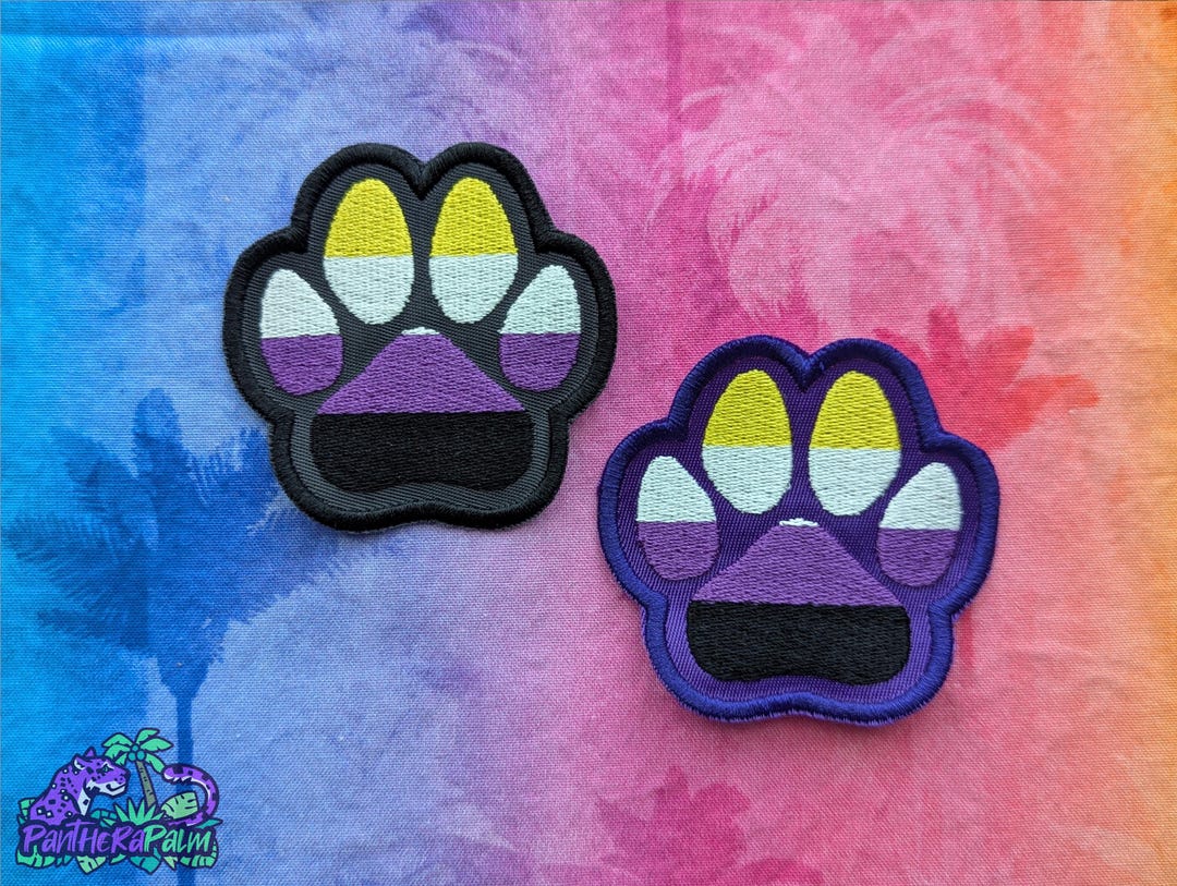 Nonbinary Pride Paw Print Patch - Etsy