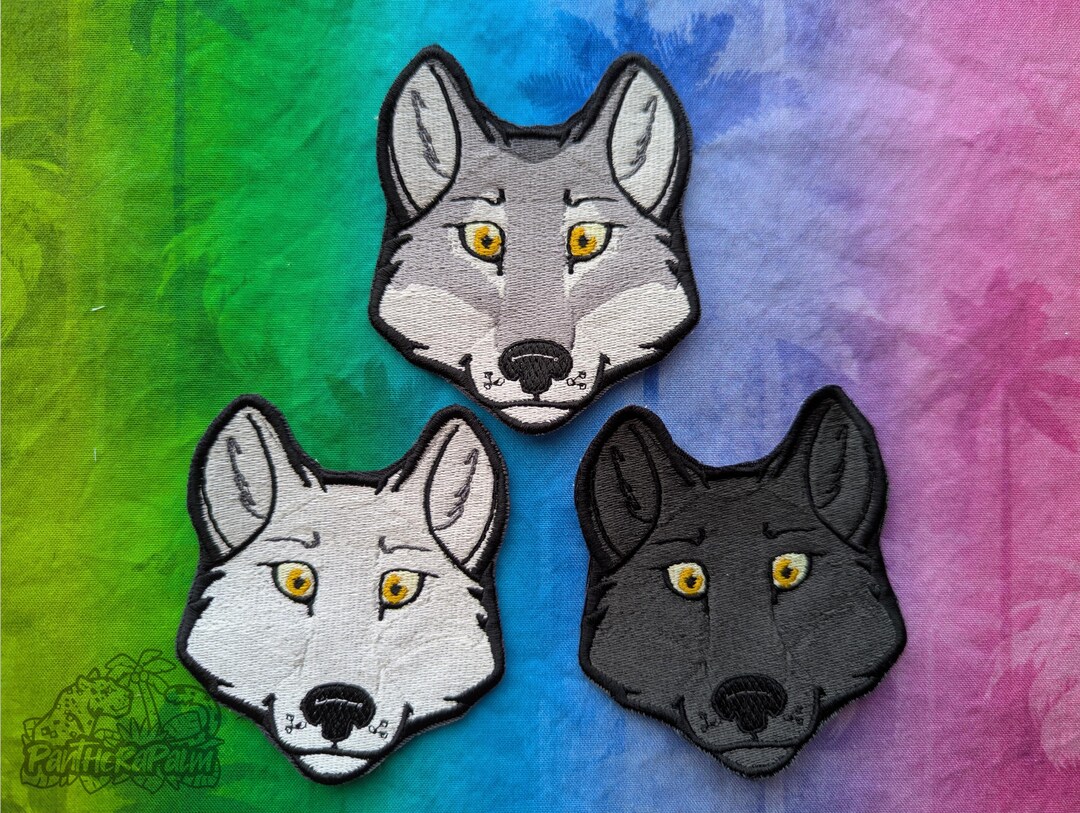 Wolf Patch - Gray or Black or White - Iron on / Sew on / Stick on ...