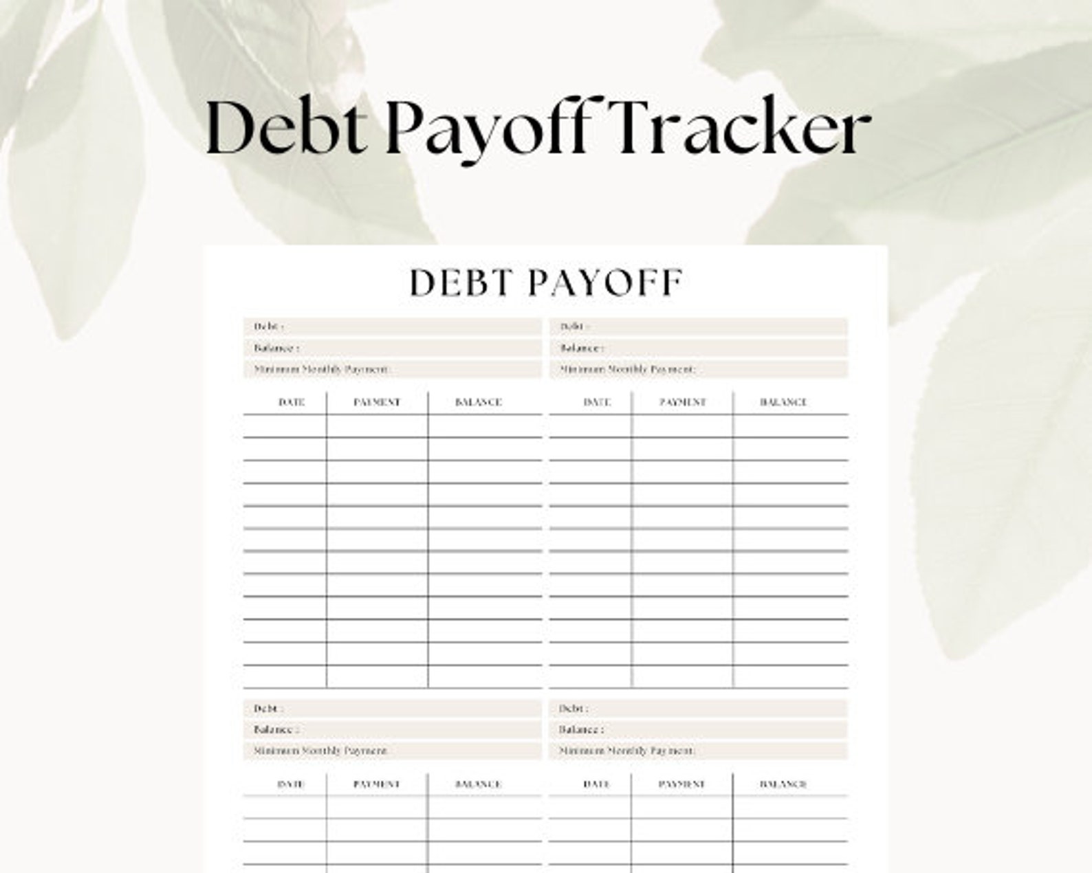 Debt Payoff Tracker | Debt Snowball Template (PDF Download) - Etsy