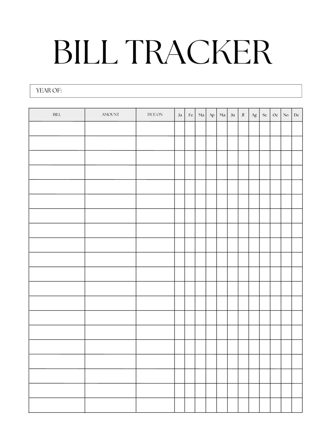 Bill Tracker | Finance Tracker | Budget | Digital Planner | Printable ...