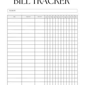 Bill Tracker | Finance Tracker | Budget | Digital Planner | Printable ...