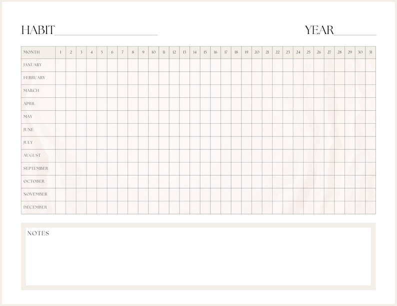 Yearly Habit Tracker Productivity Tracker Template - Etsy