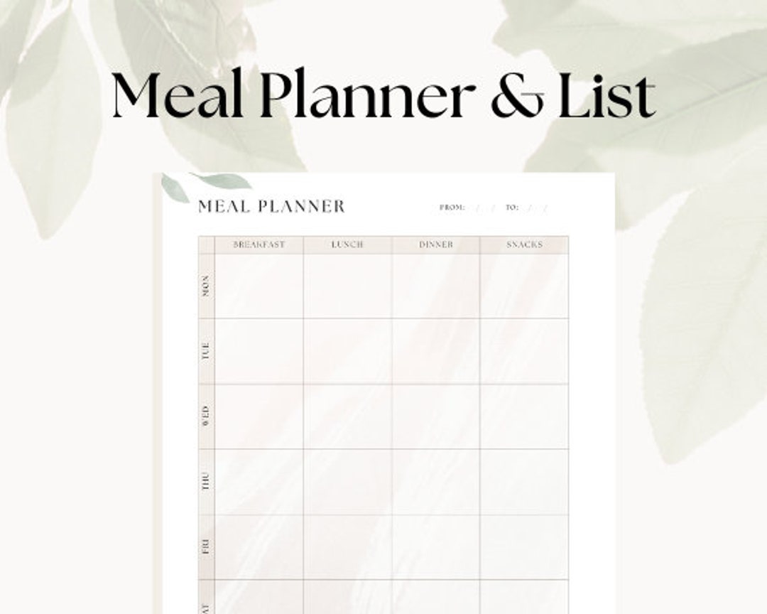 Weekly Meal Planner Bundle | Printable Shopping List (PDF Download) - Etsy