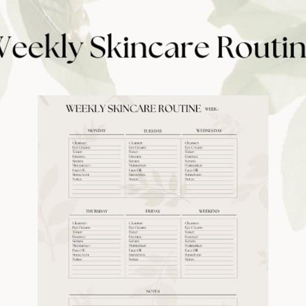 Skin Care Routine Template - Etsy