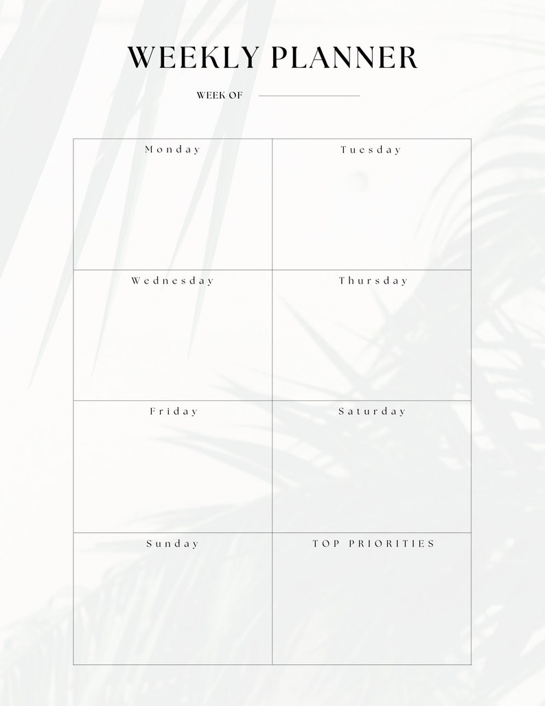 Weekly Planner | Weekly Schedule | Weekly Organizer | Digital Planner ...