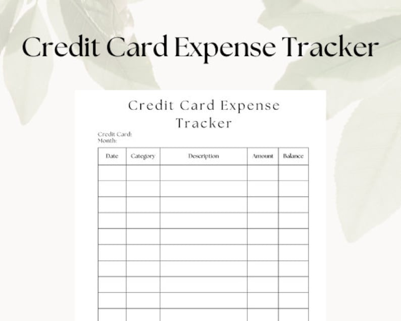 Credit Card Expense Tracker | Printable Spending Template (PDF Download ...