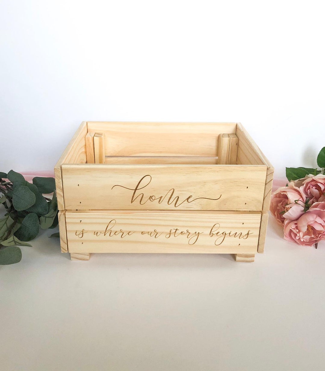 Home is Where Our Story Begins Custom Crate, Wooden Engraved ...