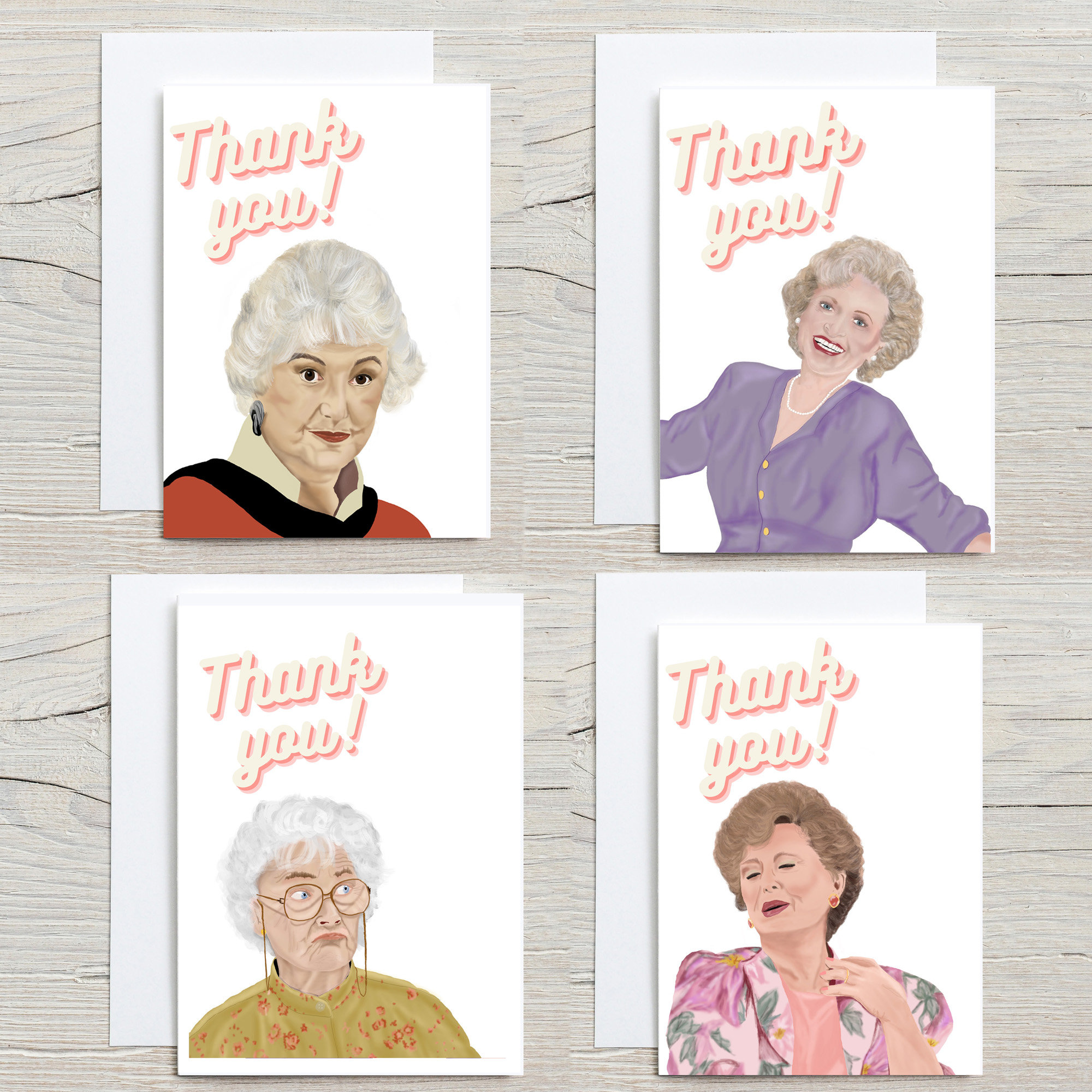 Golden Girls Thank You Card Bundle: Cartoon Friendship Cards - Etsy