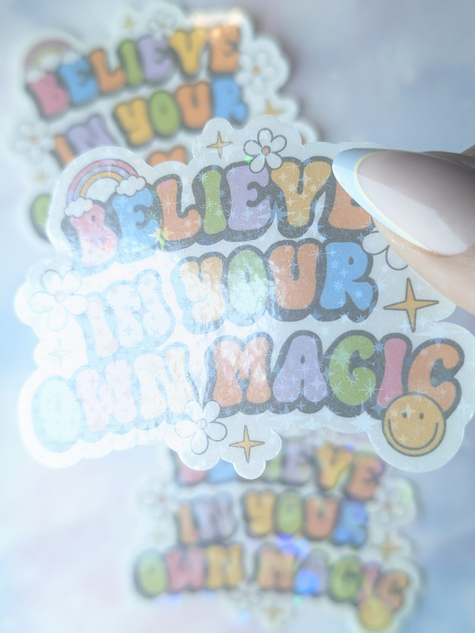 Believe in Your Own Magic Sticker, Retro Aesthetic, Customizable Glossy ...